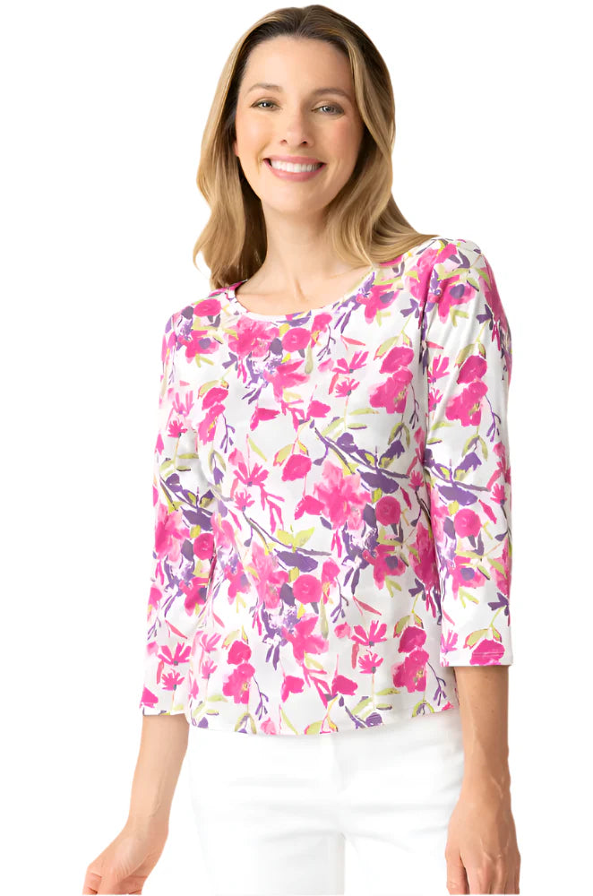 Habitat Spring/Summer, 17310 Everyday Floral Tee, Berry – Boutique Sisi