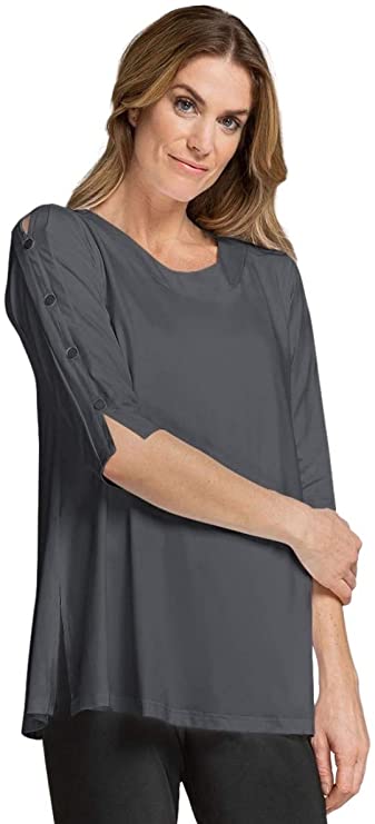 Sympli, 23152Z-2 Icon Tunic 3/4 Sleeve, Graphite – Boutique Sisi